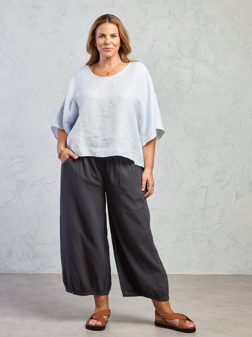 Selene Linen Top Serene Blue – Nomad the Label